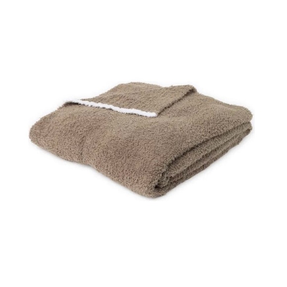 Barefoot Dreams Contrast Trim Throw Blanket 45 X 60 Stone White